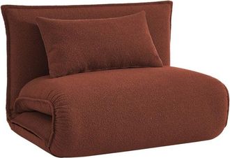 Sweeek Sweeek - Chauffeuse convertible 1 place en bouclette textur&eacute;e terracotta l 99 x p 80 x h 66 cm - Fleeep