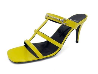 Gucci Yellow Leather Heeled Mules Size 37