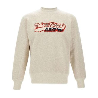 Maison Kitsun&eacute; Varsity Sweatshirt - - Sweatshirts & Hoodies - Herren - Beige - S