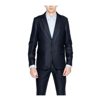 Antony Morato Schwarzer Leinen V-Ausschnitt Blazer - - Suits - Herren - Schwarzk - M