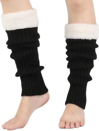 Generic Chaussettes tricot&eacute;es originales pour femmes Chaussettes chaudes en tricot poilu Chaussettes empil&eacute;es No&euml;l Chauffage de bureau, Noir, taille unique