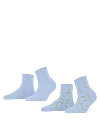 Esprit Damen Kurzsocken Mini Flower 2-Pack W SSO Baumwolle gemustert 2 Paar, Blau (Cloud 6293), 35-38