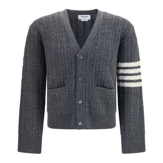 Thom Browne Merino-Woll-Cardigan mit 4-Bar-Intarsien-Anker - - Knitwear - Herren - Grau - XL