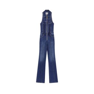 Elisabetta Franchi Femme, Combinaisons et Ensembles, Bleu, Taille: 44 FR Sleeveless Denim Jumpsuit