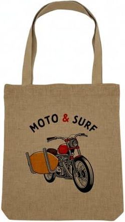 Fabulous Sac Shopping Tote Bag Aspect Lin - Moto et Surf Lifestyle Enfant Plage Soleil - Sac de Courses Toile Epaisse 360g Beige Naturel Cabas Port&eacute; Epaule Sol