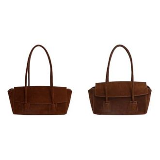 Generic Sac &agrave; main tendance sous les bras pour femme en cuir synth&eacute;tique r&eacute;tro avec poign&eacute;e sup&eacute;rieure pour le travail, le shopping, les voyages, Marron + kaf