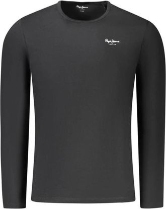 Pepe Jeans London Homme, Tops, Noir, Taille: XL T-shirt en Coton Noir &agrave; Col Rond