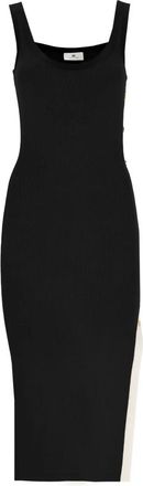 Elisabetta Franchi Femme, Robes, Noir, Taille: 36 FR Robe Tricot&eacute;e Avec Bandes en Viscose Brillante