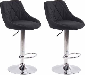 Clp 2er Set Barhocker Lazio Mit Stoffbezug I Höhenverstellbarer Und Drehbarer Hocker Mit Fußstütze In Chrom-Optik, Farbe:schwarz