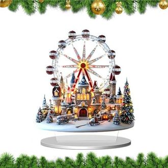 Generic D&eacute;coration de table de No&euml;l | D&eacute;coration 2D Hiver Vacances Point central - Th&egrave;me de No&euml;l D&eacute;coration de statue plate en acrylique, pour la pendaison de