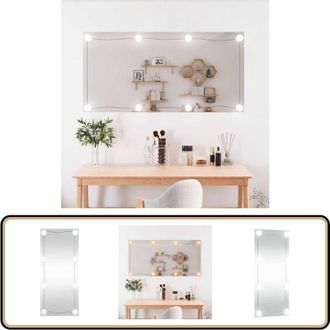 vidaXL Wandspiegel mit LED-Leuchten 50x100 cm Glas Rechteckig - Wandspiegel - LED-Spiegel - Dekospiegel - Badspiegel - Schlafzimmerspiegel