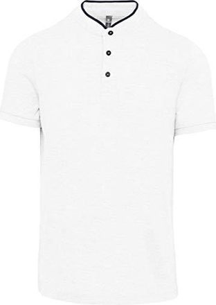 Kariban Polo col Mao Manches Courtes Homme - White/Navy, S, Homme