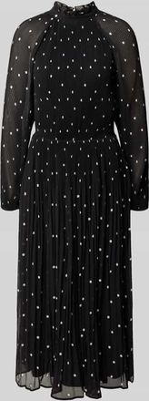 Comma Midikleid im Allover-Look mit Plisseefalten