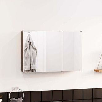 Home Discount Tiano Armoire de Salle de Bain Murale &agrave; 3 Portes avec Miroir en Acier Inoxydable H 45 x L 68 x P 13 cm