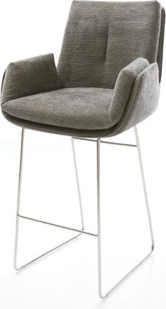 DELIFE Barstuhl Clea-Flex Boucl&eacute; Soft Schlamm Kufengestell Edelstahl Silberfarben, Barst&uuml;hle