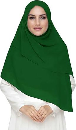 Lina & Lily &Eacute;charpe T&ecirc;te Hijab Mousseline Femme GRAND TAILLE CARR&Eacute; 145 cm par 145 cm (Vert fonc&eacute;)