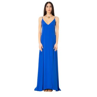 Simona Corsellini Robe longue en soie m&eacute;lang&eacute;e - Femme - Robes - Bleu - Taille: 38 FR