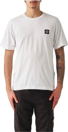 Stone Island Homme, Tops, Blanc, Taille: XL T-Chemises