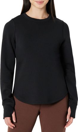 Amazon Essentials Active Damen Damen Active Sweat Lockere Passform Langarm Rundhalsausschnitt Sweatshirt, Schwarz, XXL