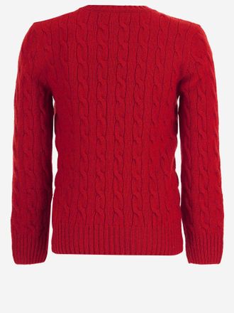 Polo Ralph Lauren Boys Cable-Knit Cashmere Sweater Red Wool