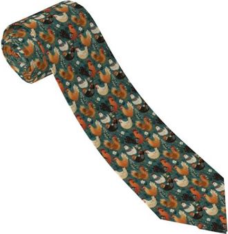 Generic Imprimé De Poulet Mignon À Fleurs Cravates Hommes Décontractée Cravates Polyvalente Cravate Homme Pour Célébrations Mariages Femmes