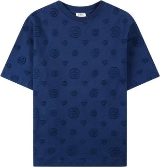 Casablanca Homme, Tops, Bleu, Taille: L T-Shirt Oversize Manches Courtes avec Monogramme Appliqu&eacute;