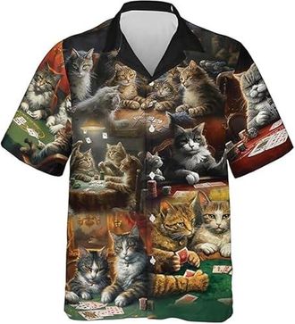 Keephen keephen Flamme D&eacute;s Poker Chemises Hawaiiennes pour Hommes Femmes Poker Impression 3D Chemises &agrave; Boutons &Eacute;t&eacute; Col &agrave; Revers Vacances Chemise