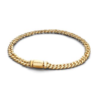 Pandora Timeless Cuban-Kettenarmband mit 14K vergoldeter Metalllegierung, Gr&ouml;&szlig;e: 18cm, 564367C00-18