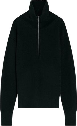 Christophe Lemaire Homme, Pulls, Noir, Taille: L Pull Noir &agrave; Col Roul&eacute; en Tricot C&ocirc;tel&eacute;