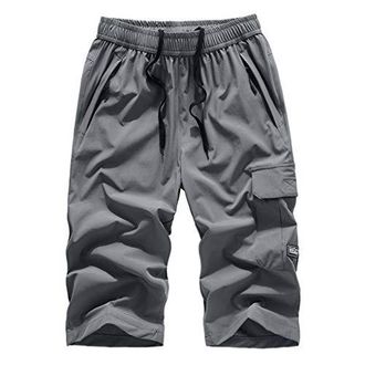 Generic VYLYNL Short de bain long pour homme - Short de plage 3/4 l&eacute;ger Cargo Combat Short s&eacute;chage rapide respirant grande taille coupe ample short de sport d