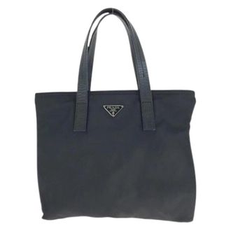 Prada Pre-owned Nylon Leather Tessuto Logo Handbag - - Pre-owned - Damen - Schwarzk - ONE SIZE
