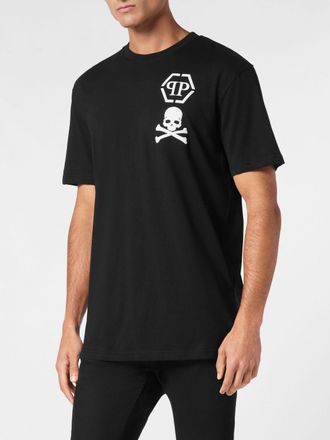 Philipp Plein T-shirt en coton avec imprim&eacute; t&ecirc;te de mort et logo