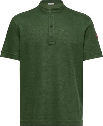 Moncler Moncler Polo En M&eacute;lange De Coton Et De Lin, Homme, Vert, Taille: Xxl