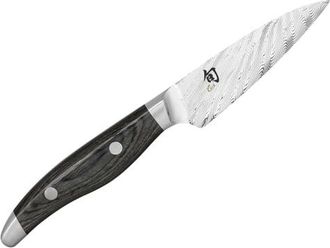 Kai Shun Nagare Black Officemesser 9 cm Klingenlänge - 72 Lagen Damaszenerstahl VG 2 & VG 10 Dual-Core-Klinge - Pakkaholz schwarz - Handgefertigt in Japan