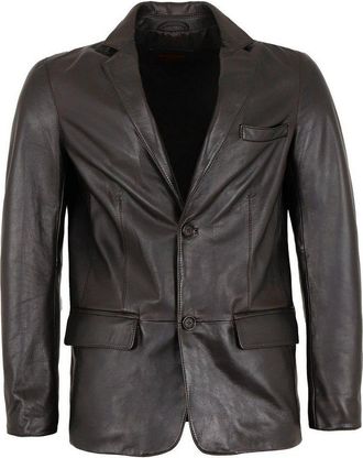 Maddox Lederjacke Claudio MADDOX - Herren Lederjacke Sakko Lammnappa dunkelbraun