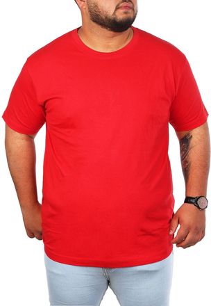 Young & Rich Herren Übergröße Uni Basic T-Shirt mit Rundhals Ausschnitt einfarbig Round Neck Tee Big Size optimierte Moderne Passform FBA, Grösse:8XL, Farbe:Rot