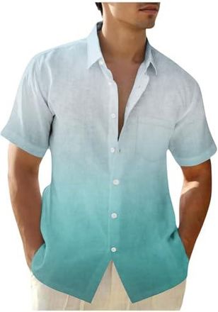 Generic Chemise &agrave; manches courtes pour homme, style d&eacute;contract&eacute;, classique, col rabattable, &eacute;l&eacute;gant, extensible, l&eacute;ger et confortable, chemise boutonn&eacute;e pour 
