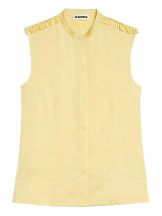 Jil Sander Stehkragen-Hemd mit R&uuml;schendetail - Gelb