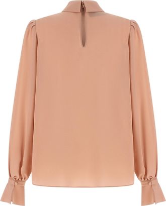 Valentino Garavani Cr&ecirc;pe with Bow Neckline Blouse - Beige
