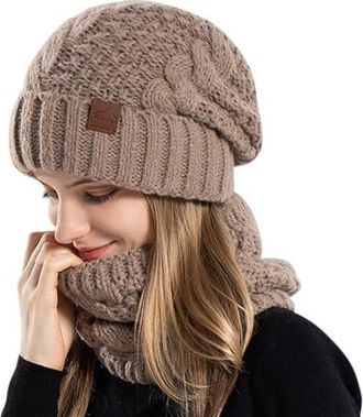 Generic Bonnet Femme Hiver Bonnet Femme Chapeau Femme Hiver Confortable Classique - Bonnet Cyclisme Femme Hiver, Tricot &Eacute;pais Respirant, Parfait pour Matin Fr