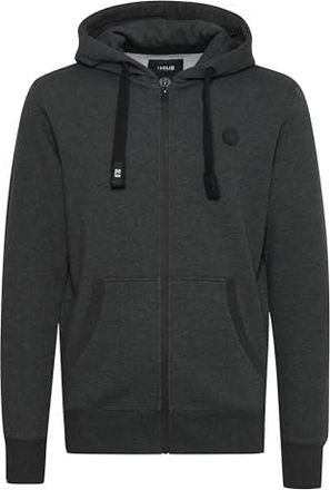 Solid SDBene Homme Sweat &agrave; Capuche Veste &agrave; Capuche Zip Hoodie avec Capuche Fermeture &eacute;clair Poche Kangourou M&eacute;lange de Coton Regular Fit, Taille:L, Couleur: