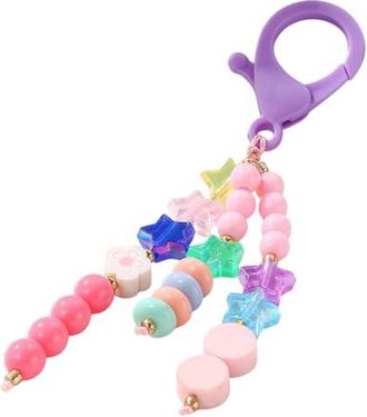 Generic Breloque de sac &agrave; main en perles - Porte-cl&eacute;s monogramme personnalis&eacute; en acrylique arc-en-, d&eacute;coration de sac &agrave; dos pour femmes, filles, anniversaire,