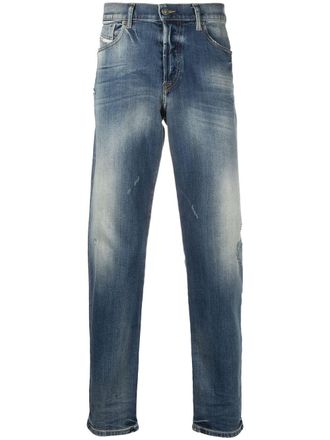 Diesel jean fusel&eacute; &agrave; effet us&eacute; - Bleu