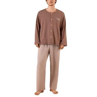 Generic Pyjama Homme Hiver Pyjama Polaire Homme Ray&eacute; en Flanelle Col Cravate Manches Longues Tenue de D&eacute;tente Douce pour Nuits Coquettes &agrave; la Maison