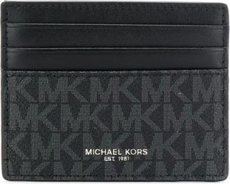 Michael Kors Homme, Accessoires, Noir, Taille: ONE Size Portefeuille en cuir noir avec motif monogramme