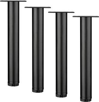 Generic Schwarze Sofabeine Aus Metall (10, 12, 13 cm) - Ersatz F&uuml;r M&ouml;bel Wie B&uuml;cherregale, Tische, Schr&auml;nke, Kommoden Mit Verstellbaren, Rutschfesten Fu&szlig;kappe