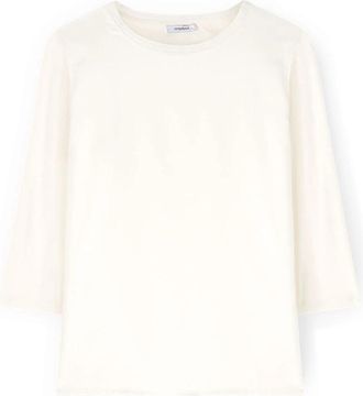 Motivi Zweifarbiges T-Shirt mit Dreiviertel&auml;rmeln - - Tops - Damen - Wei&szlig; - S