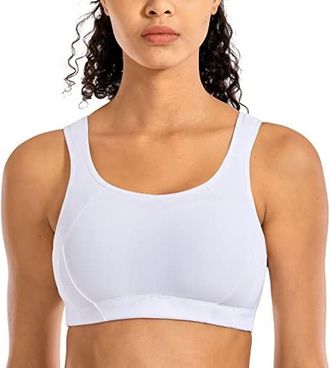 Syrokan Femme Soutien Gorge de Sport Multi-Maintien Double Agrafage Blanc 100E
