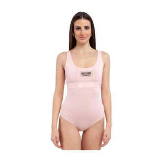 Moschino Femme, Tops, Rose, Taille: 38 FR Body en coton avec fermeture &agrave; boutons-pression