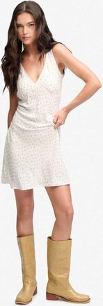 Superdry Minikleid in Wollwei&szlig; mit Wiesenrosen-Print und Herzausschnitt